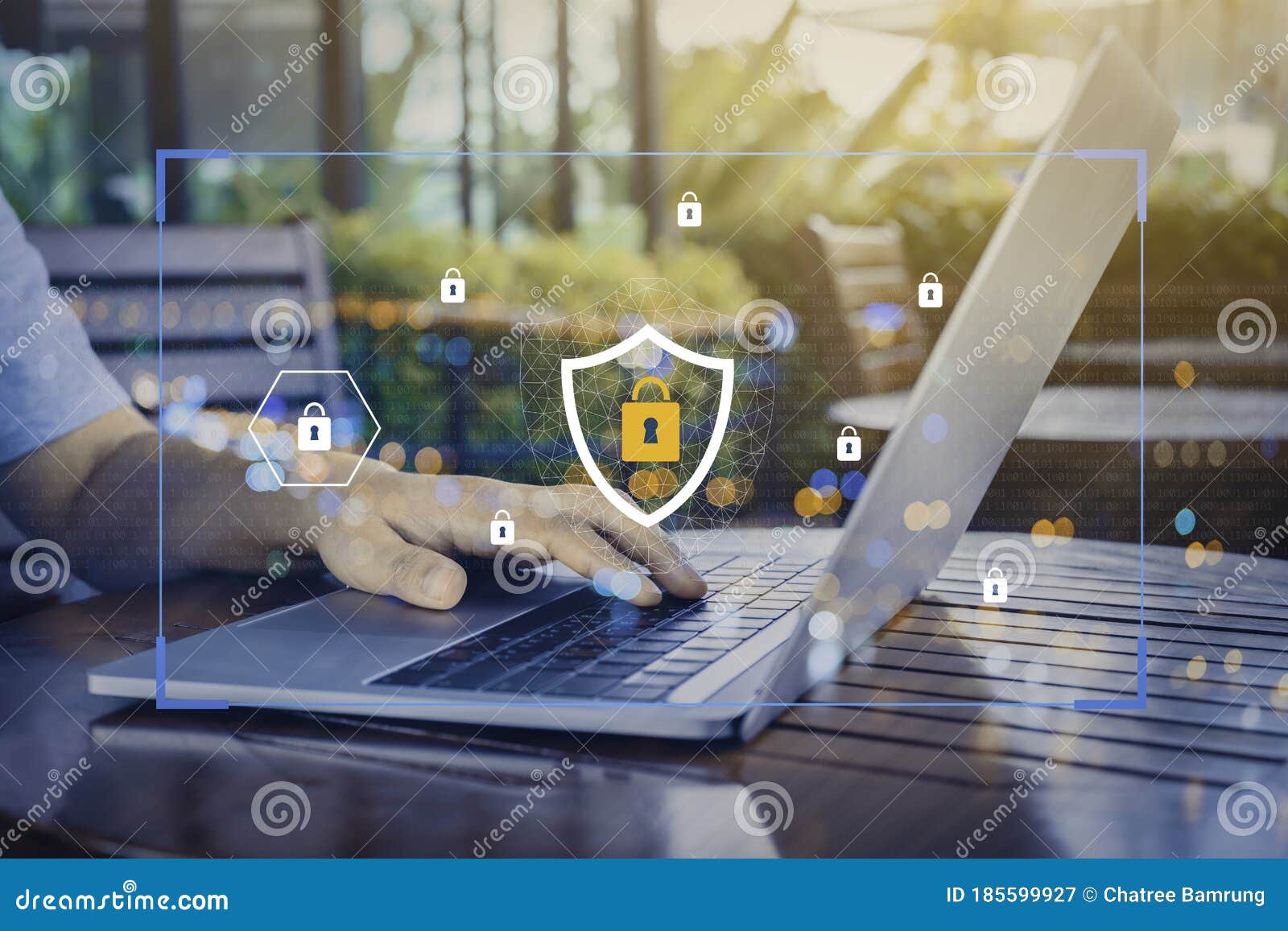 Person Using a Laptop Computer with Technology Cybersecurity and ...