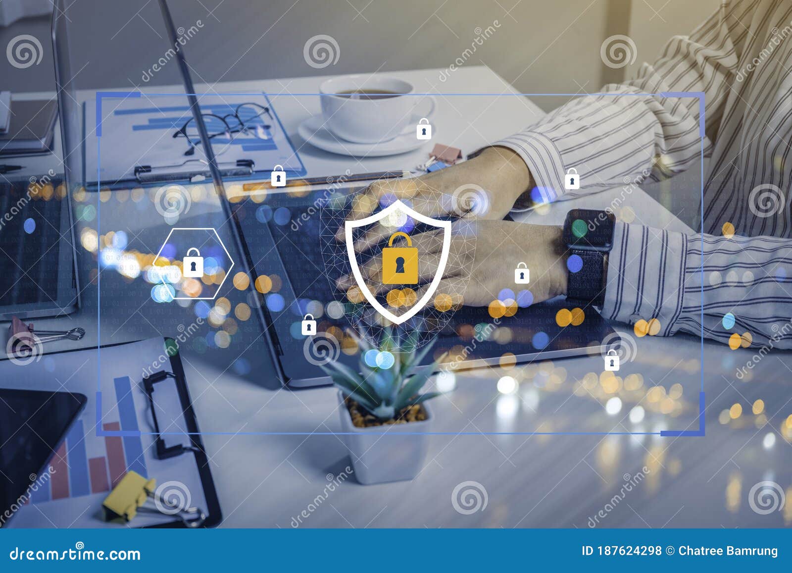 Person Using a Laptop Computer with Technology Cybersecurity Stock ...