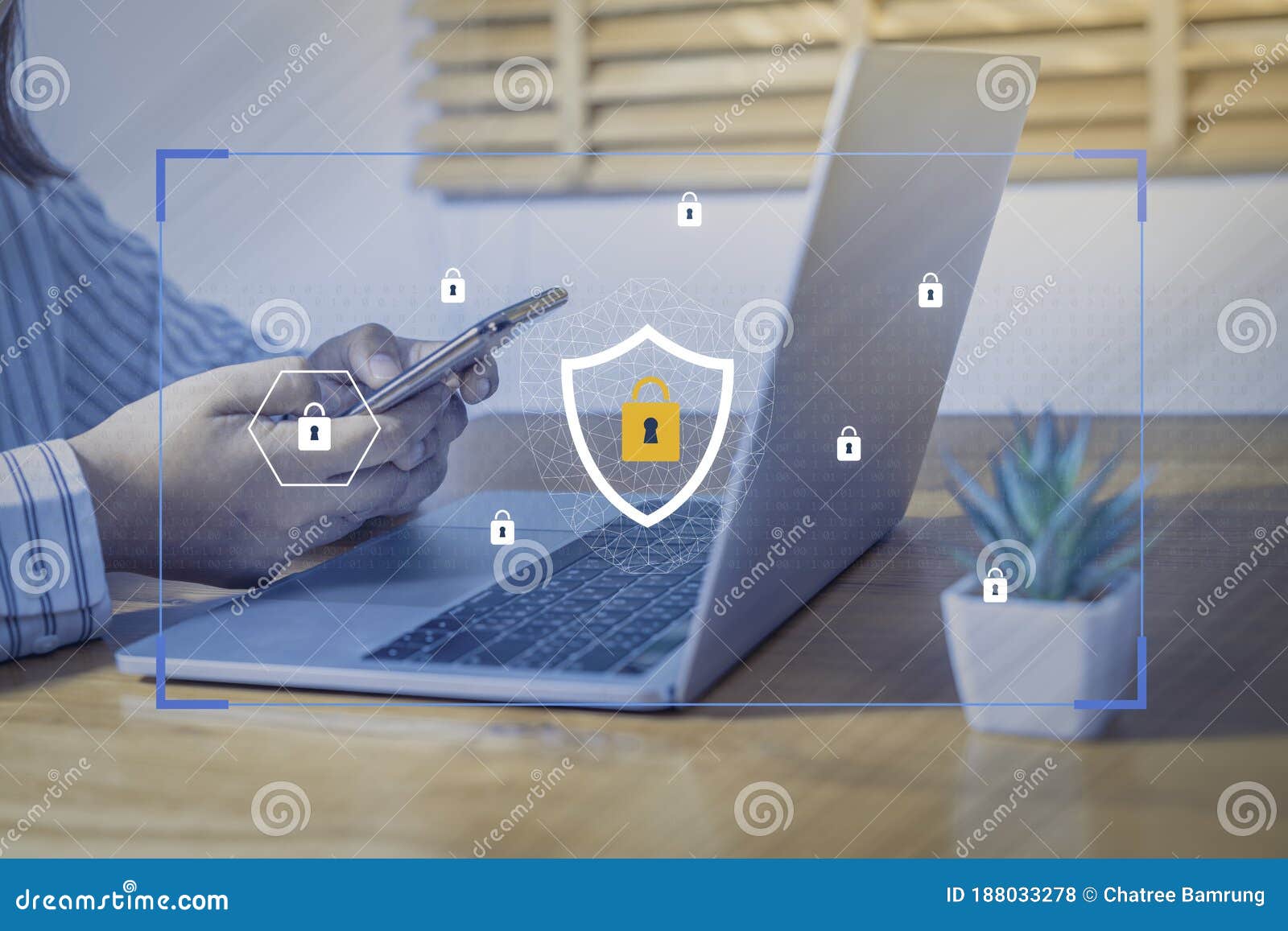 Person Using a Laptop Computer with Technology Cybersecurity and ...