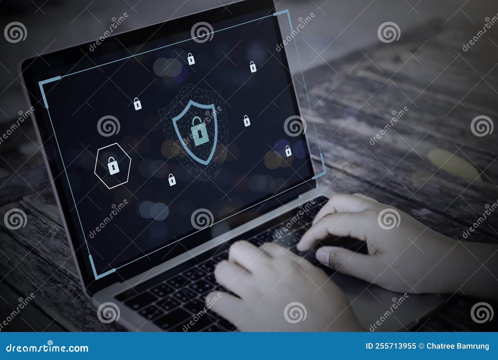 Person Using a Laptop Computer with Technology Cybersecurity Stock ...