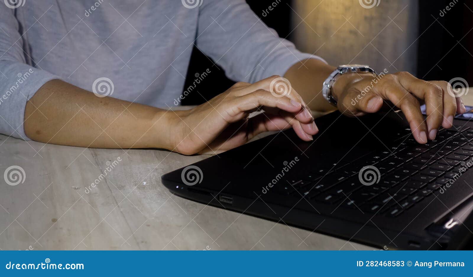 A Person Using a Laptop Typing on the Keyboard, Hard Worker. Stock ...