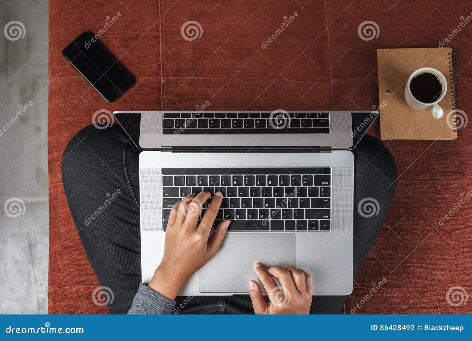 Person Using Modern Laptop Computer on Top View Stock Photo - Image of ...