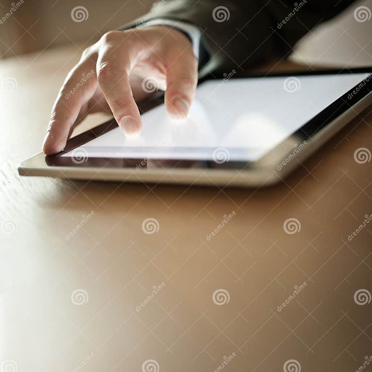 Person Using Modern Tablet Device Stock Photo - Image of device ...