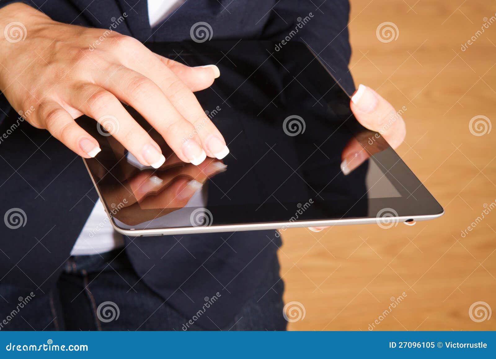 Person Using Modern Tablet Device. Stock Image - Image of screen ...