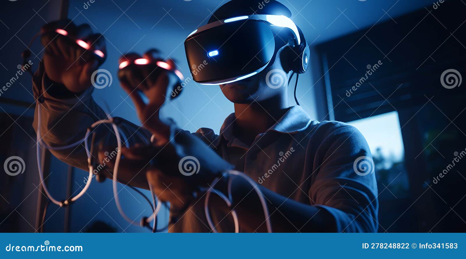 A Person Using a Motion Controller To Play a Virtual Real Two ...