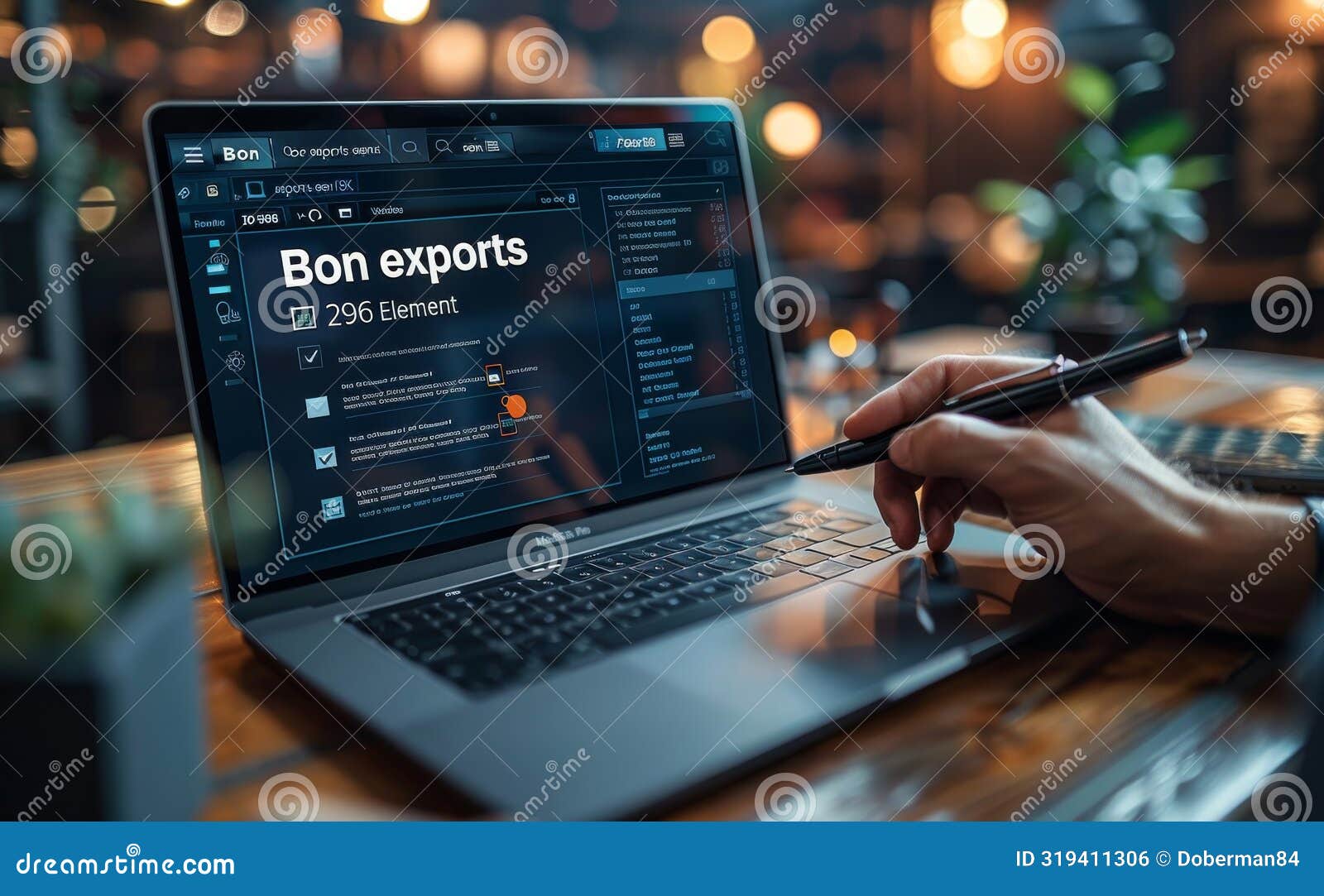 Person Using an Online Checkbox Tool on a Laptop in a Modern Office ...