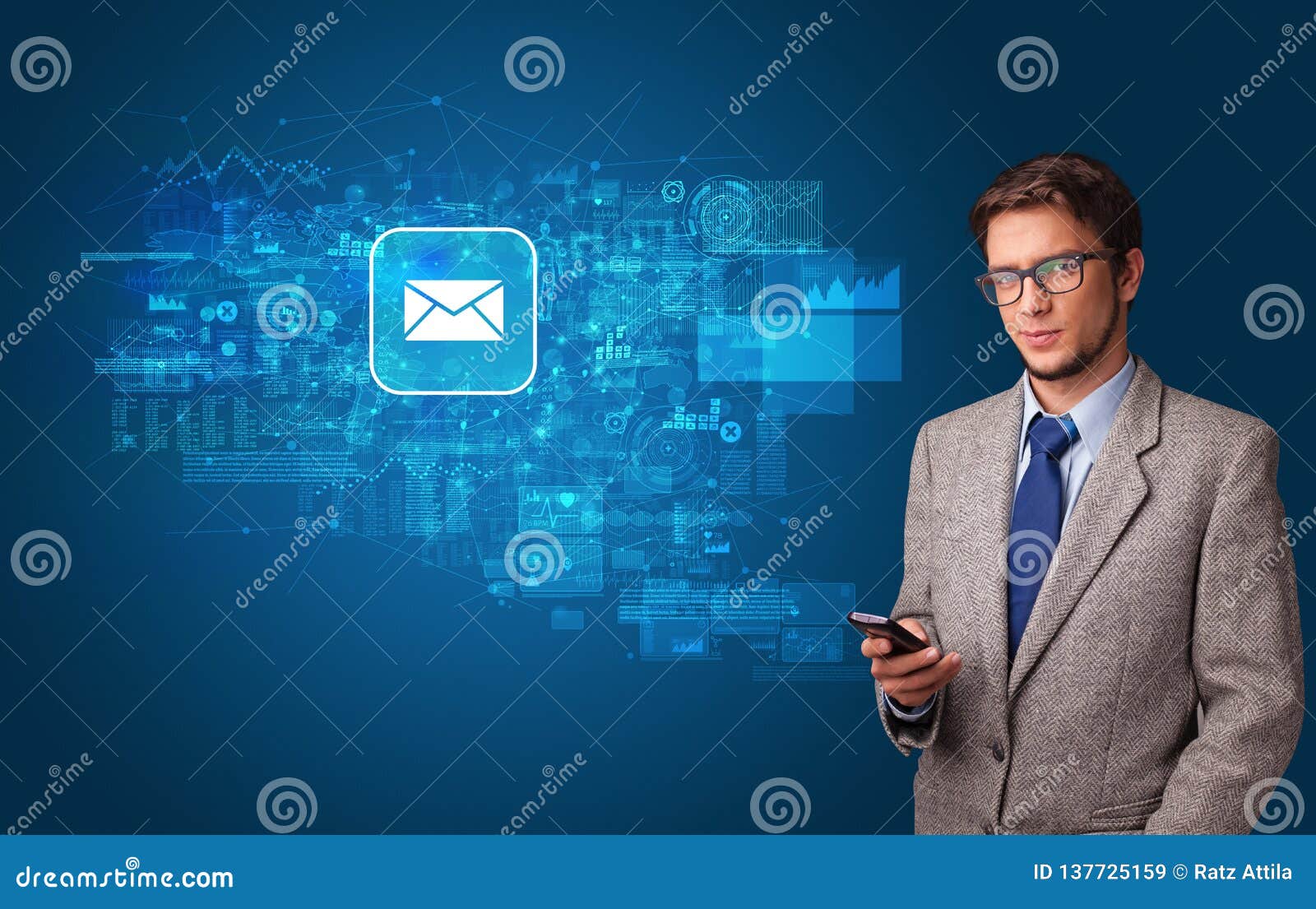 Person Using Phone with Mail Concept Stock Image - Image of letter ...