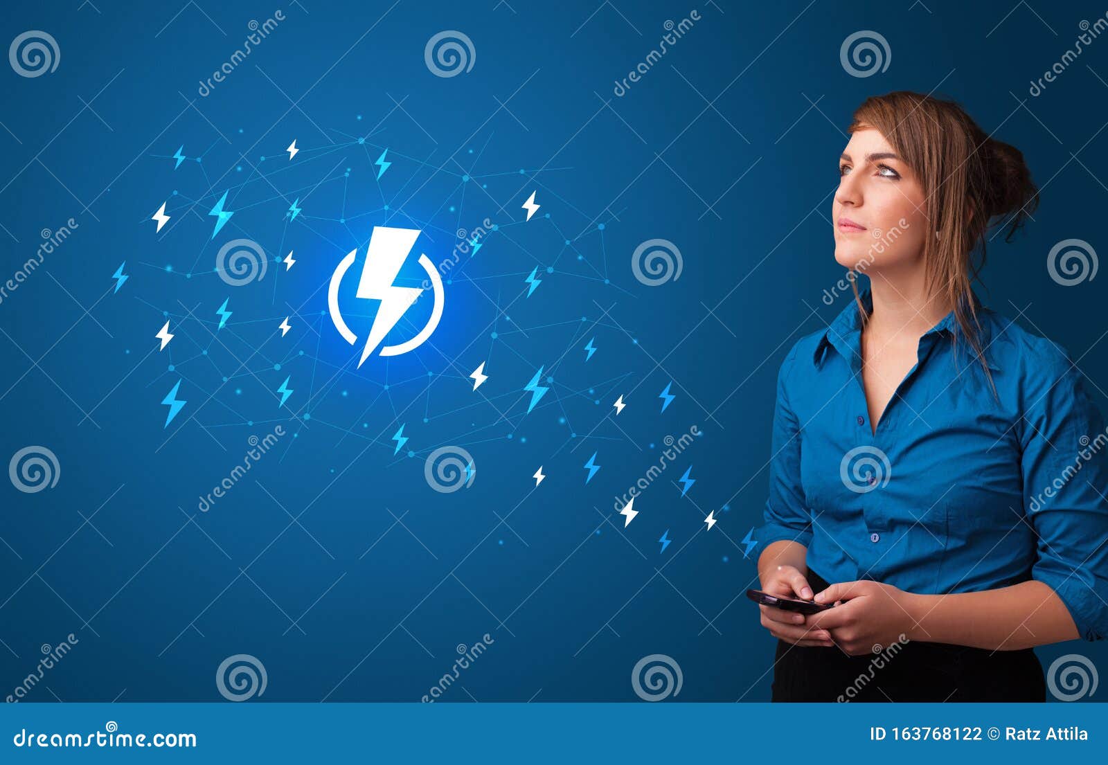Person Using Phone with Power Concept Stock Photo - Image of charge ...