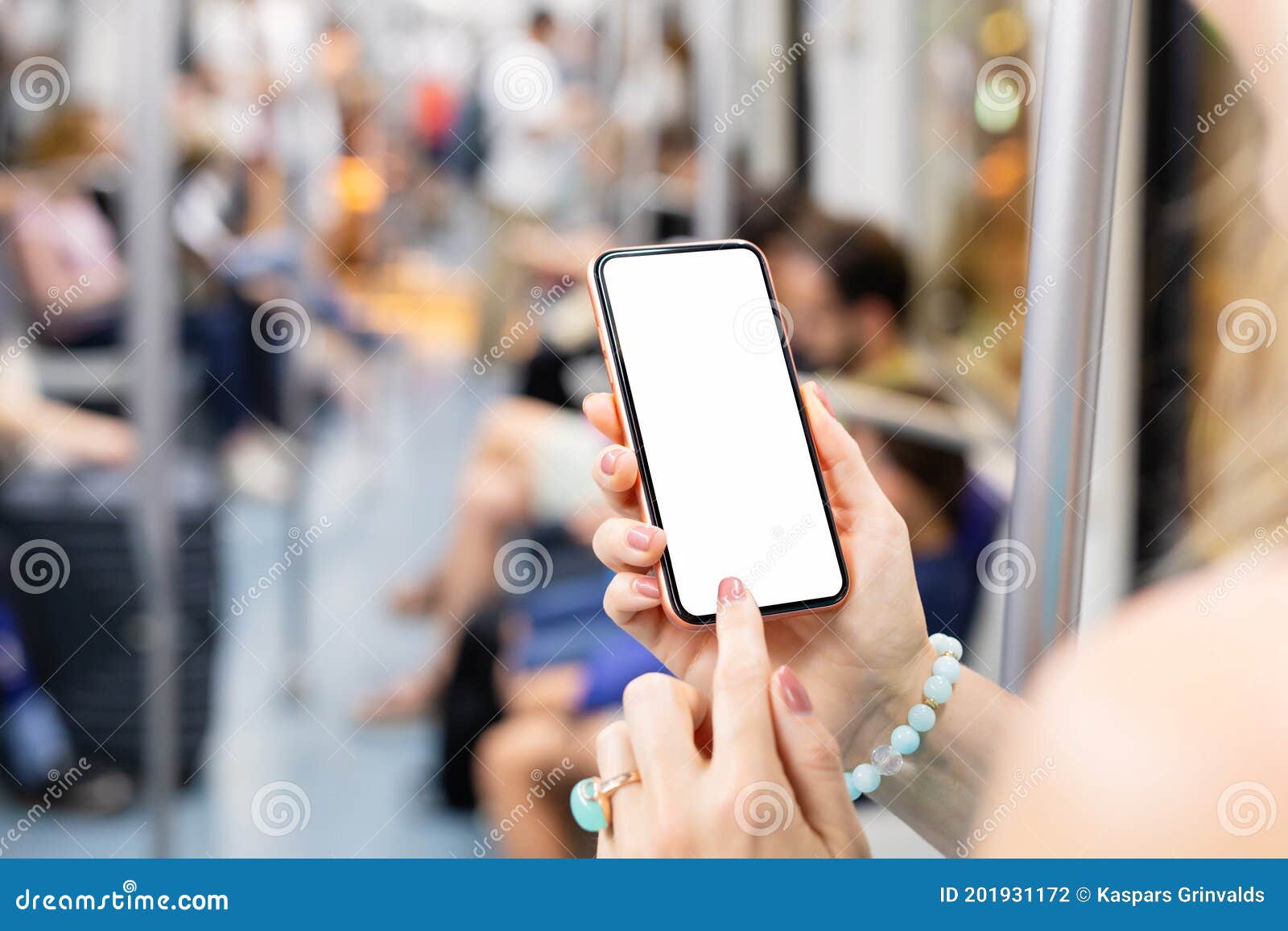 Person Using Phone while Riding in Public Transport Stock Photo - Image ...