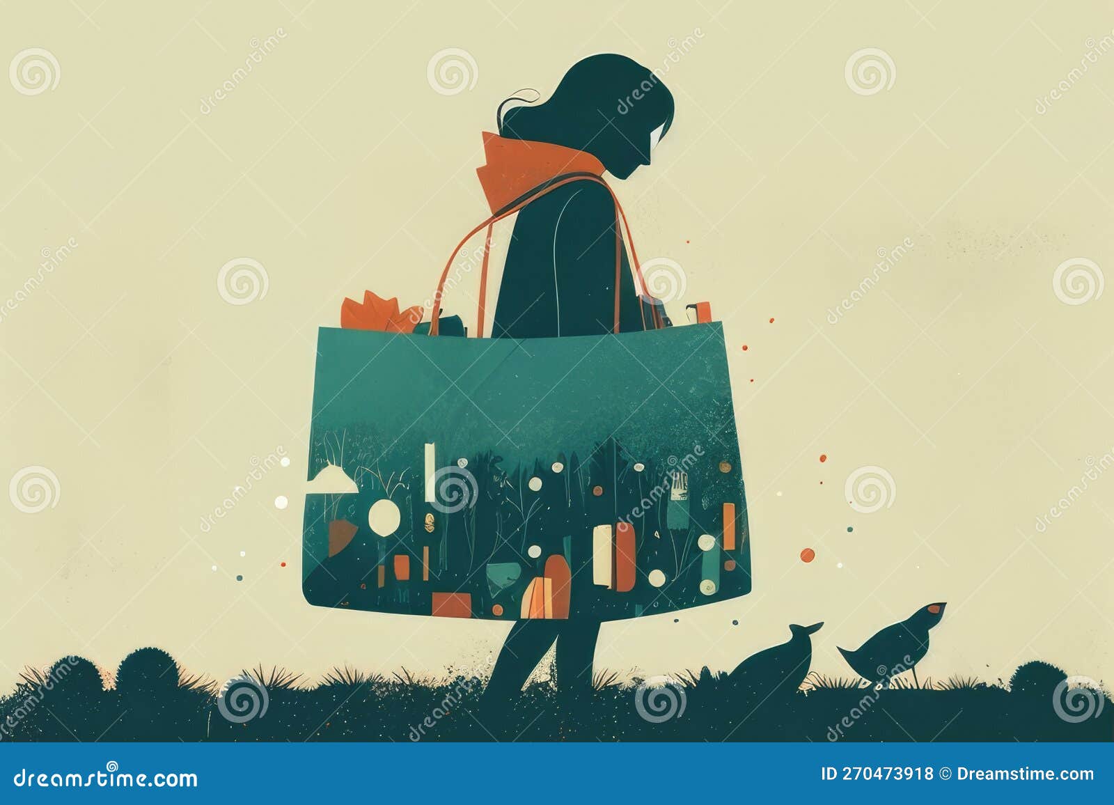 Person Using Reusable Shopping Bag instead of Plastic Bag AI Generation ...
