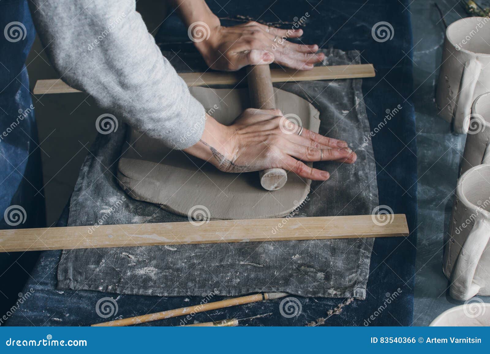 Person using rolling pin stock photo. Image of close - 83540366