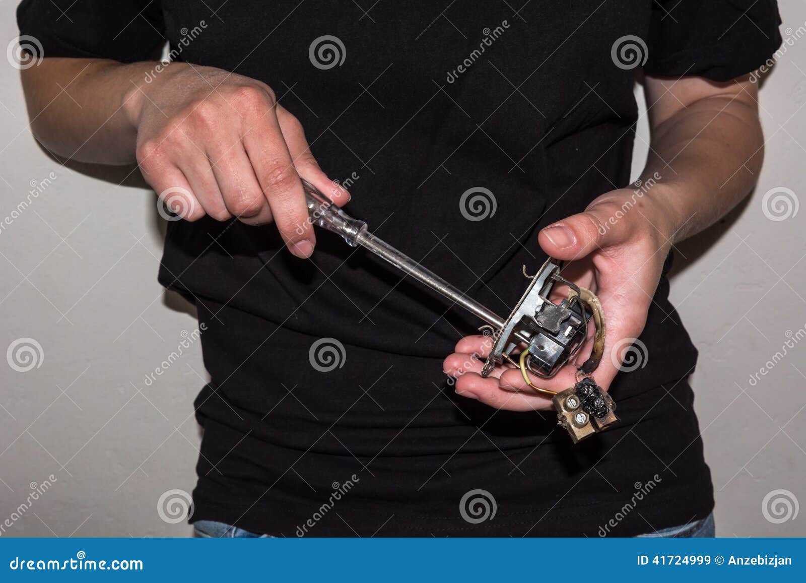 Person Using a Screwdriver on a Damaged Socket Stock Image - Image of ...