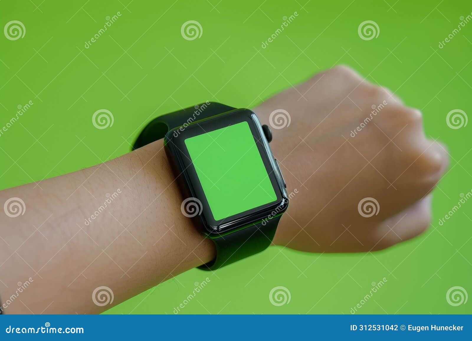 Person Wearing Smart Watch with Green Screen on Wrist Stock Photo ...