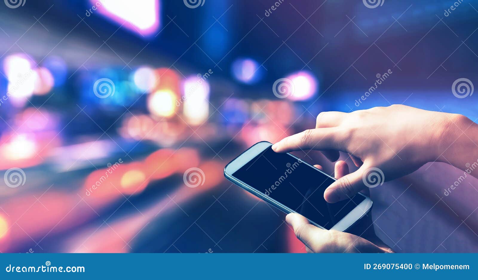 Person Using a Smartphone at Night Stock Photo - Image of smart, town ...