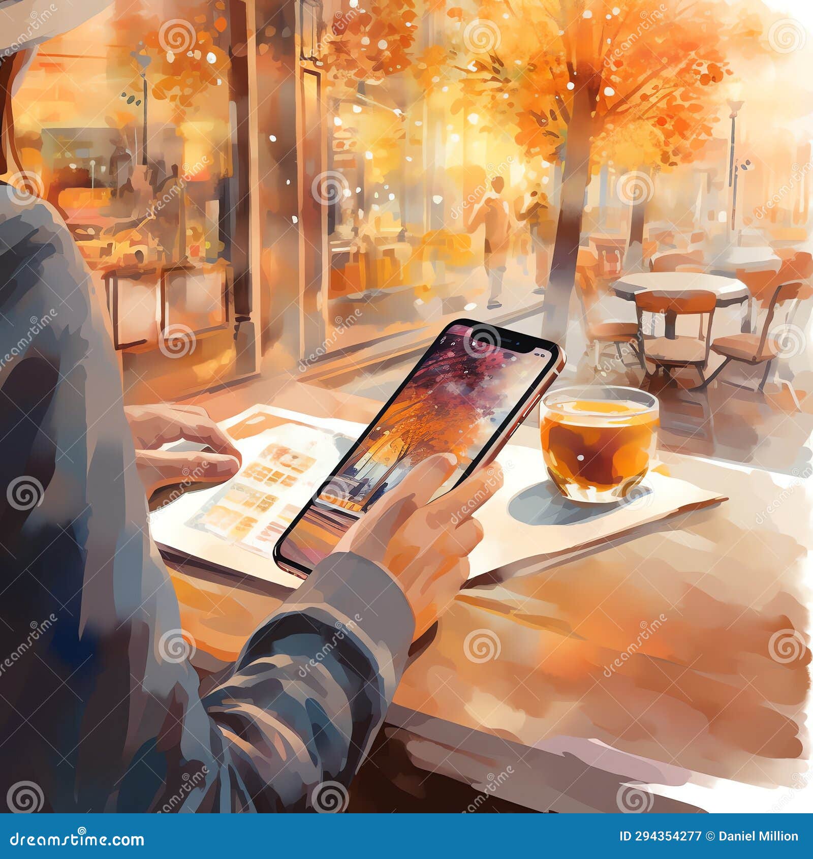 Person Using a Smartphone for Remote Work Work Office Background Stock ...