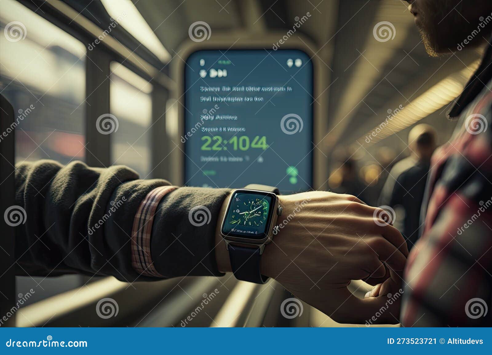 Person, Using Smartwatch To Get Real-time Updates on Public ...