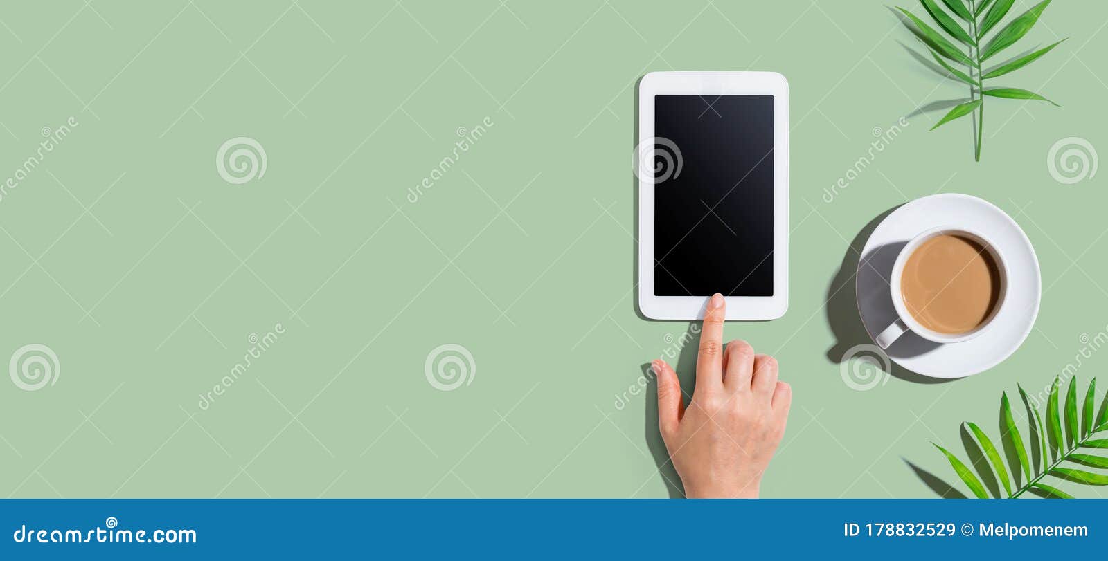 Person Using a Tablet Computer Stock Image - Image of plant, overhead ...