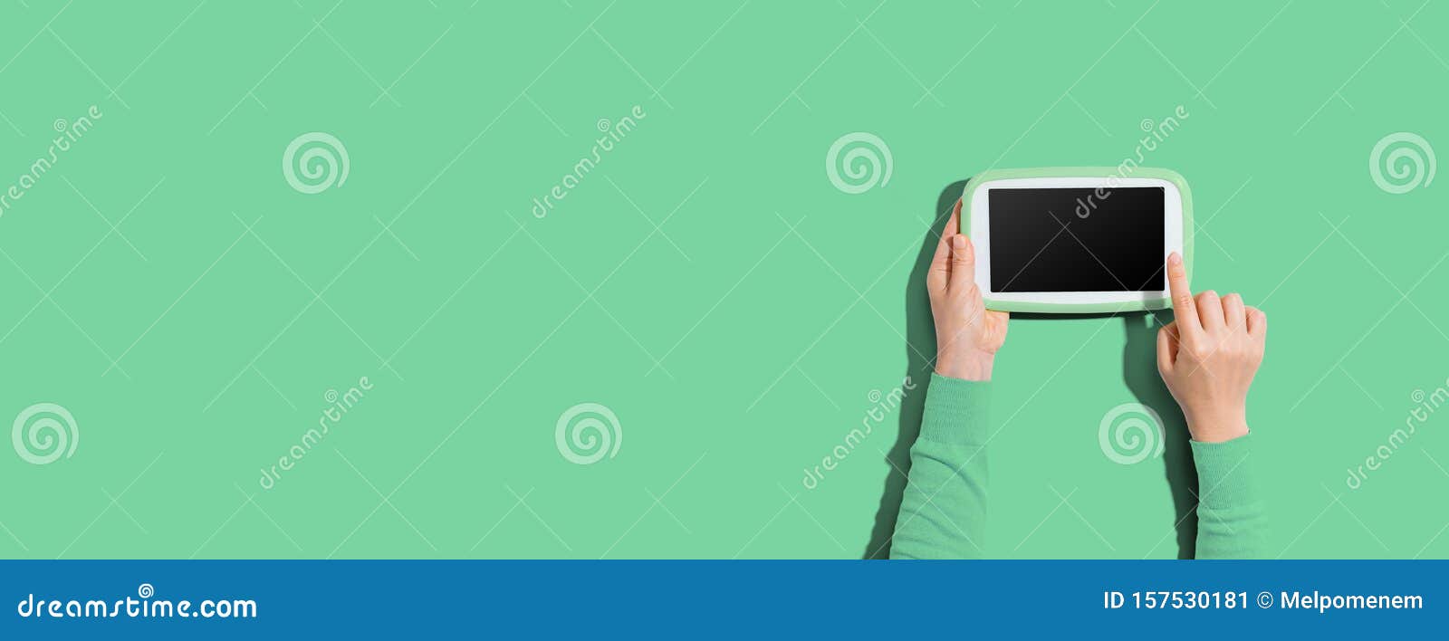 Person Using a Tablet Computer Stock Image - Image of copyspace, desk ...