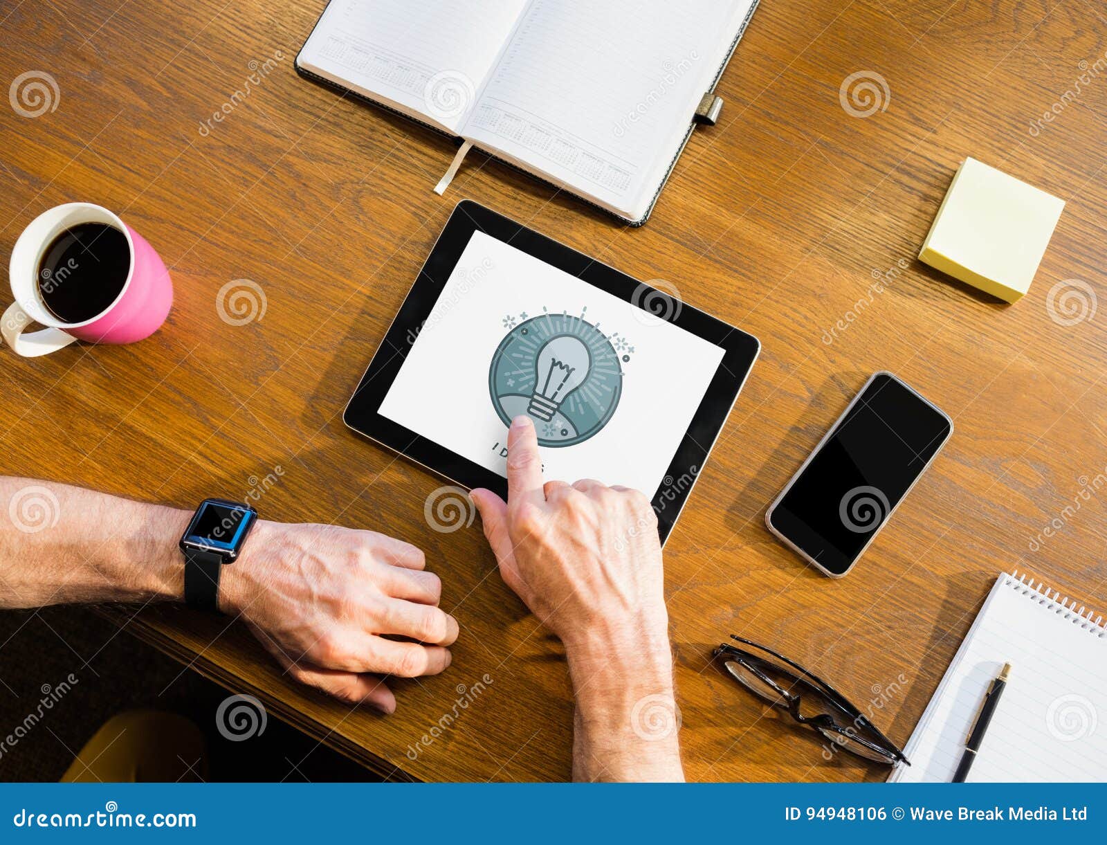 Person Using a Tablet with Education Icon on the Screen Stock Photo ...