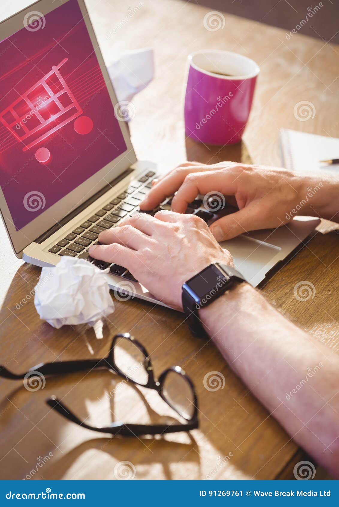 Person Using Tablet with Shopping Trolley Icon Stock Image - Image of ...