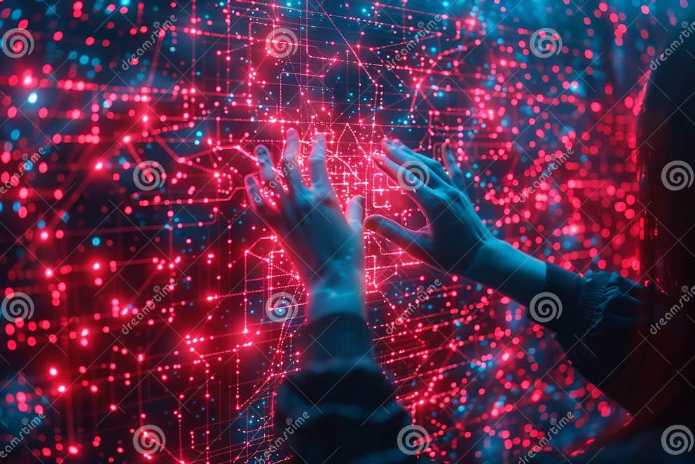 A Person is Using Their Hands To Interact with a Digital Screen Stock ...