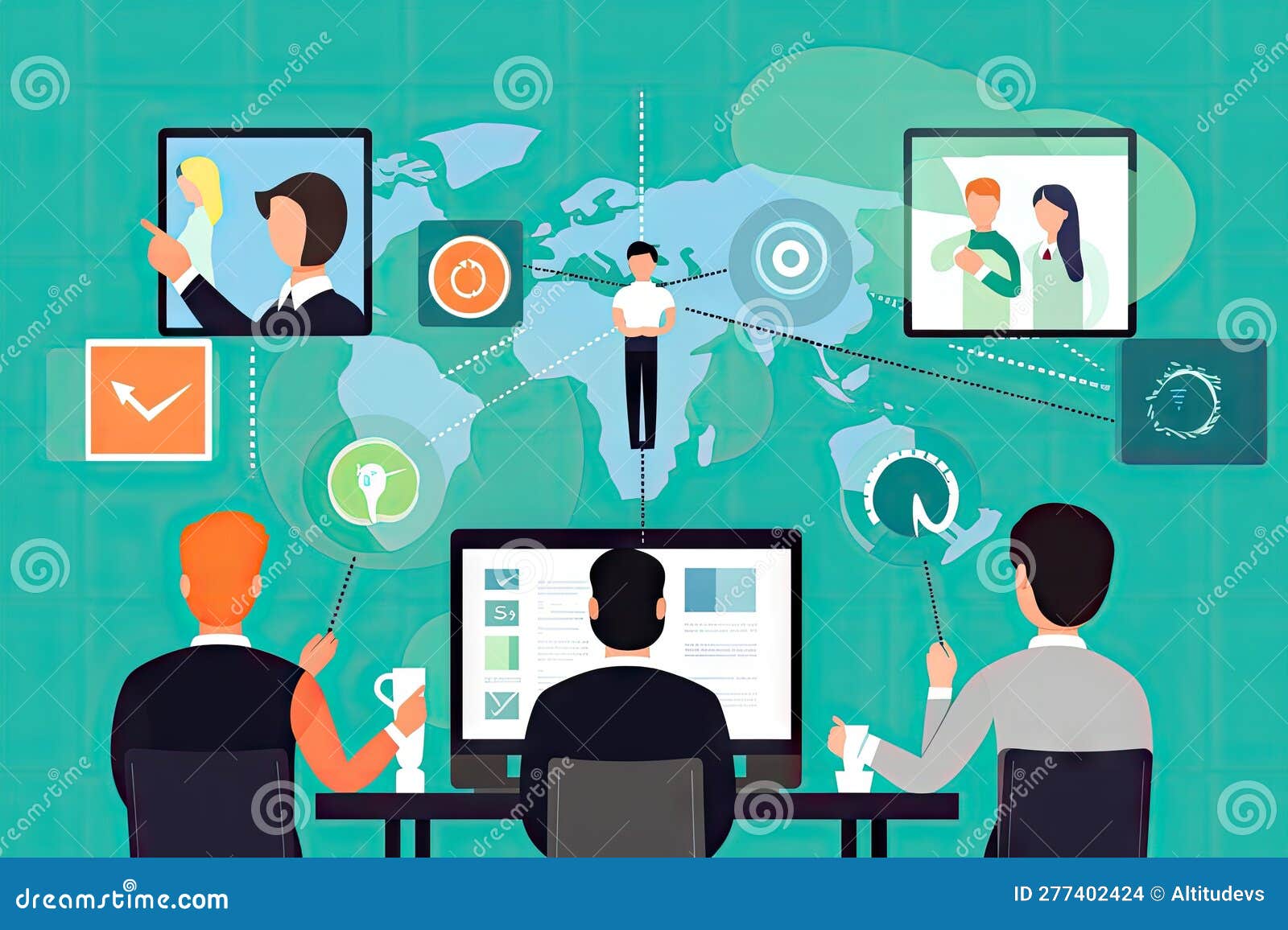 Person, Using Virtual Conference Tool To Conduct Business with Team in ...