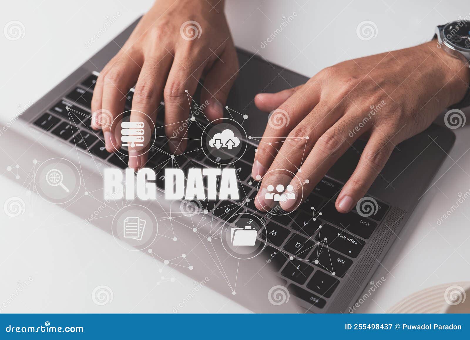 Person Utilizing a Laptop Computer is Depicted in a Big Data Idea Stock ...