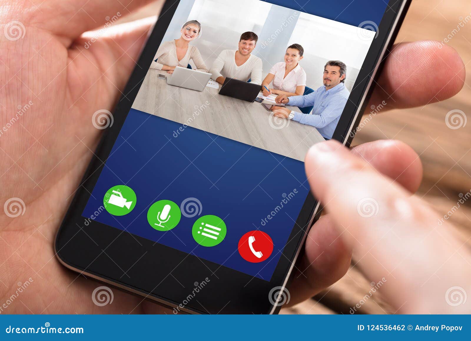 Person Video Conferencing on Mobile-Telefoon Stock Foto - Image of ...