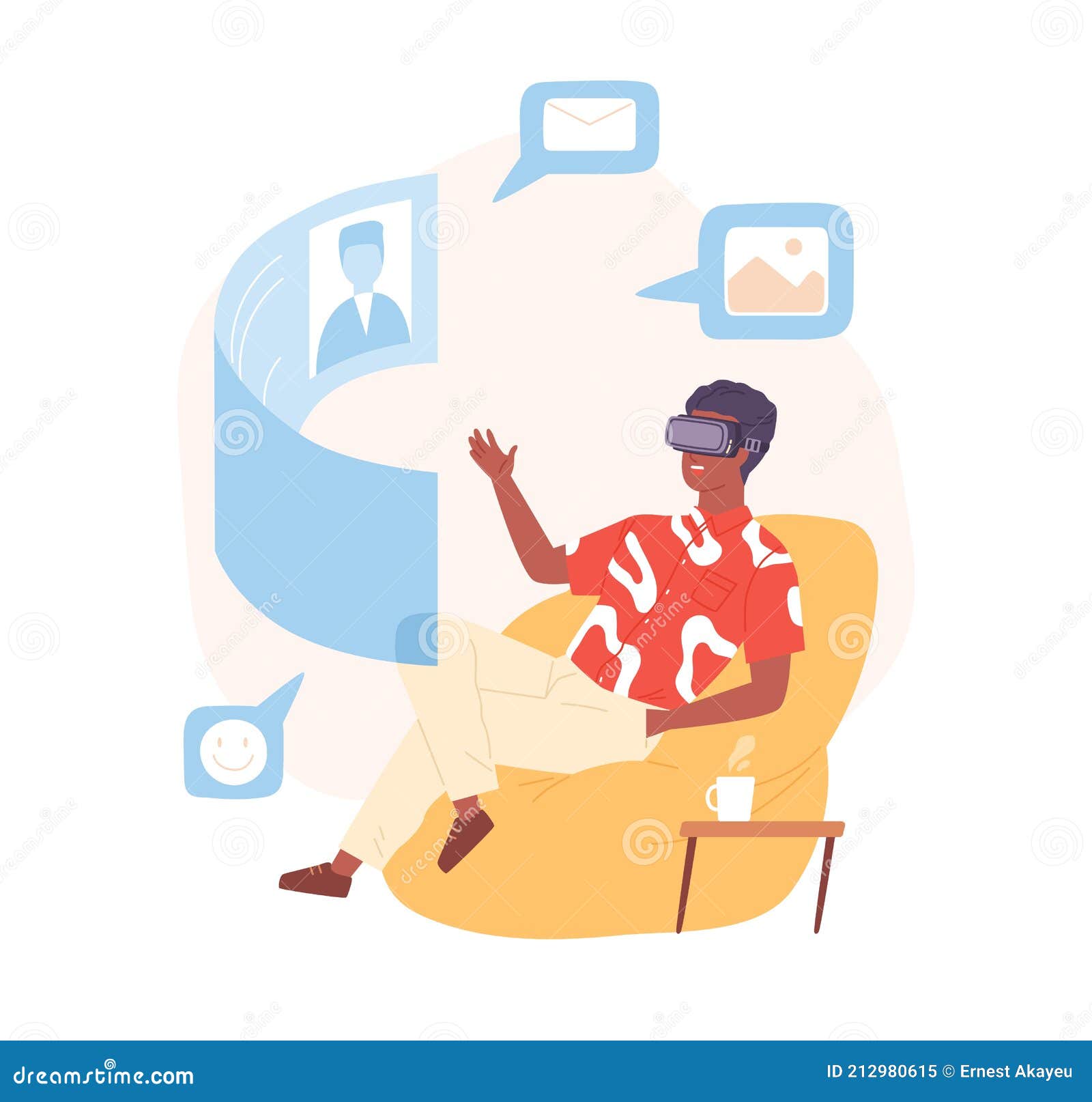 People In Virtual Reality Vector Illustration Cartoon Flat Man Woman