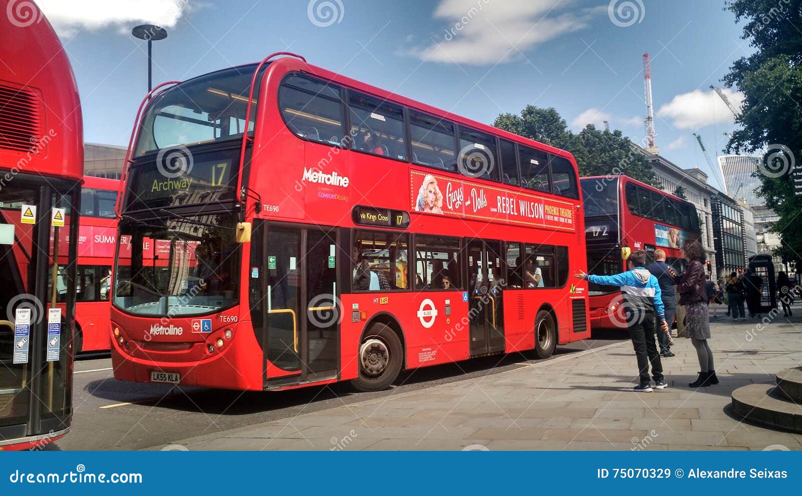 Person waiting the red bus editorial stock image. Image of kingdom ...