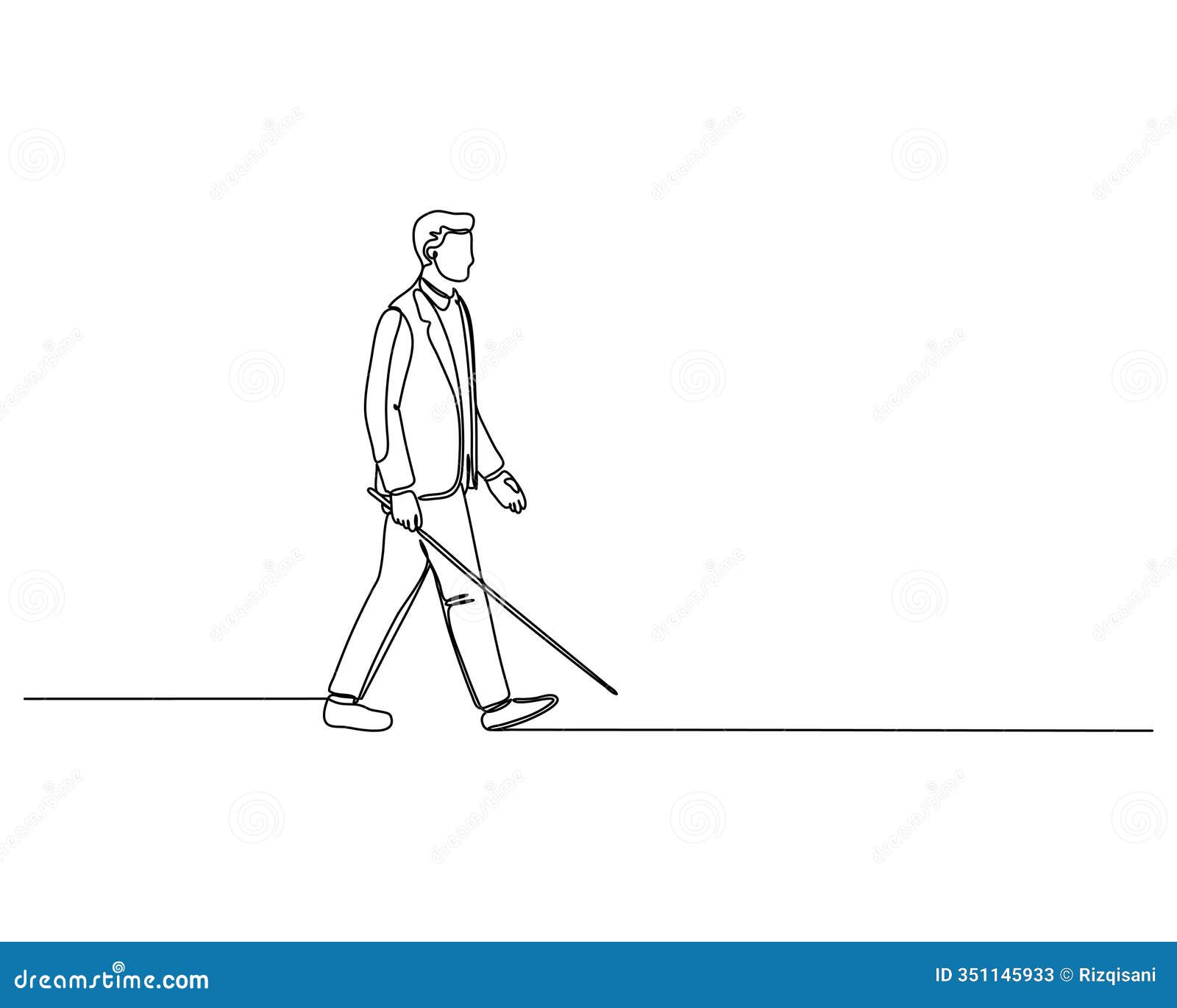 A Blind Man Walking with a Cane, Suggesting Visual Impairment ...