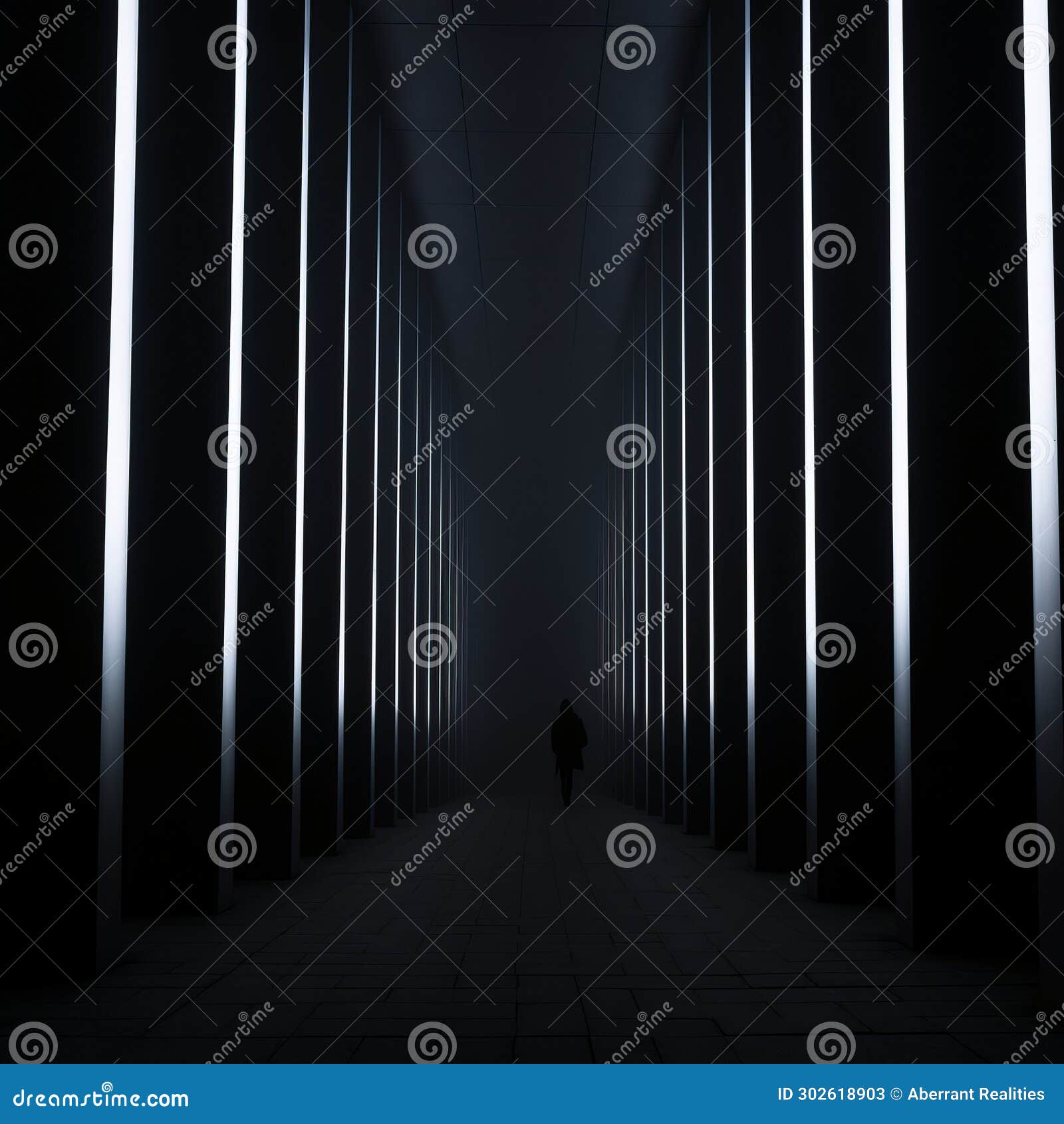 A Person Walking through a Dark Tunnel with Light Coming from the ...