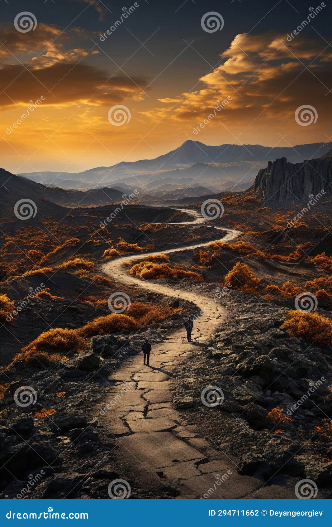 A Person Walking Down a Winding Road with Curves in the Middle of a ...