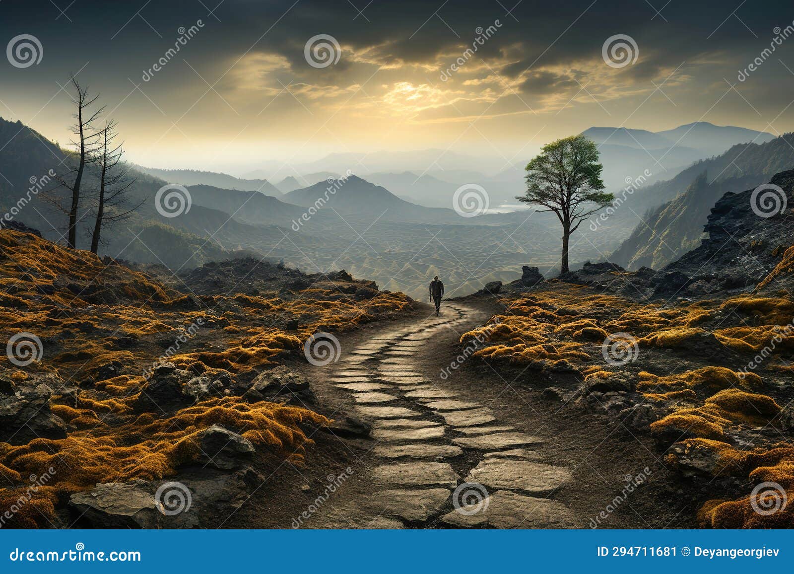 A Person Walking Down a Winding Road with Curves in the Middle of a ...