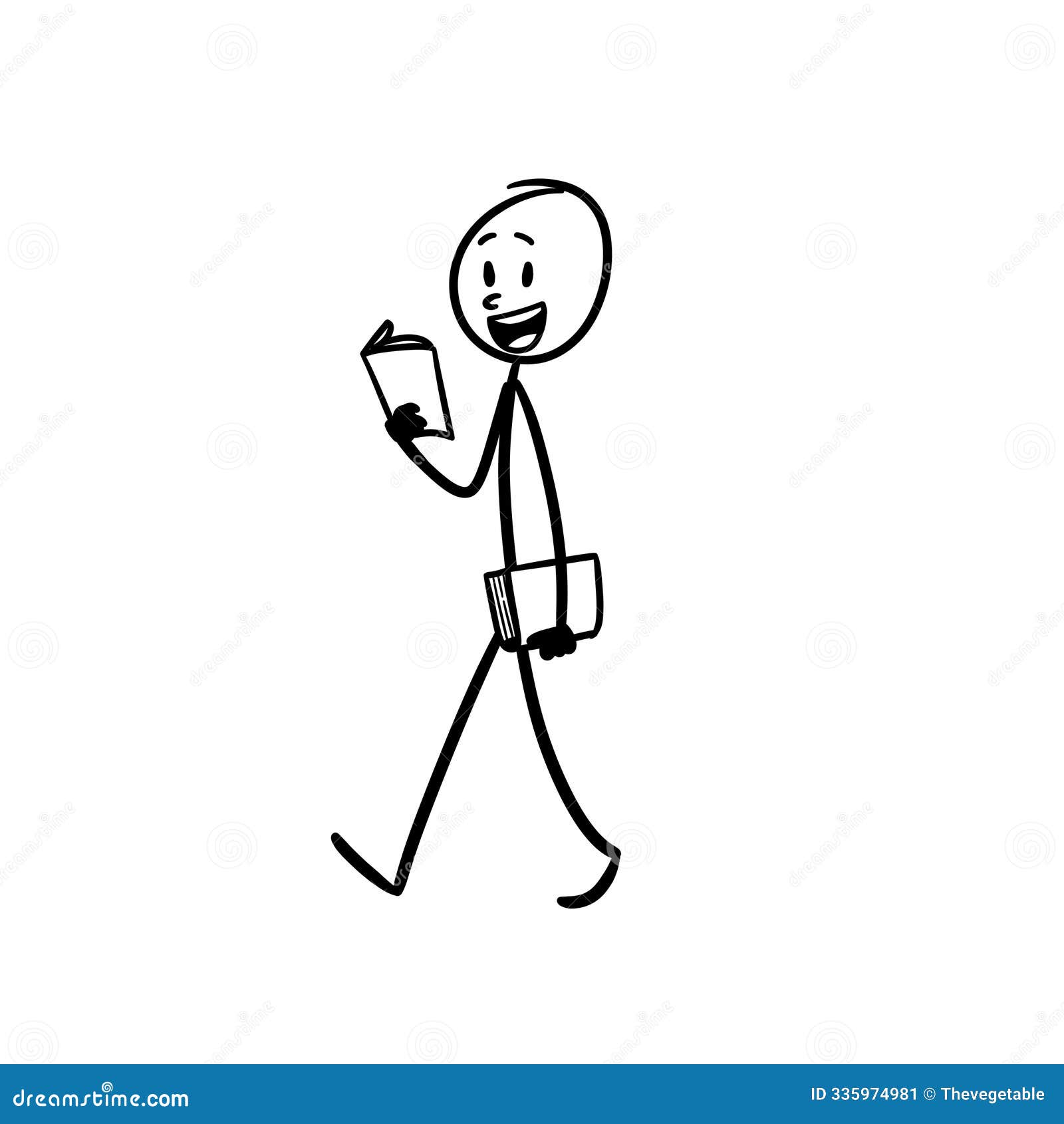 A Person Walking while Reading a Book Stock Illustration - Illustration ...