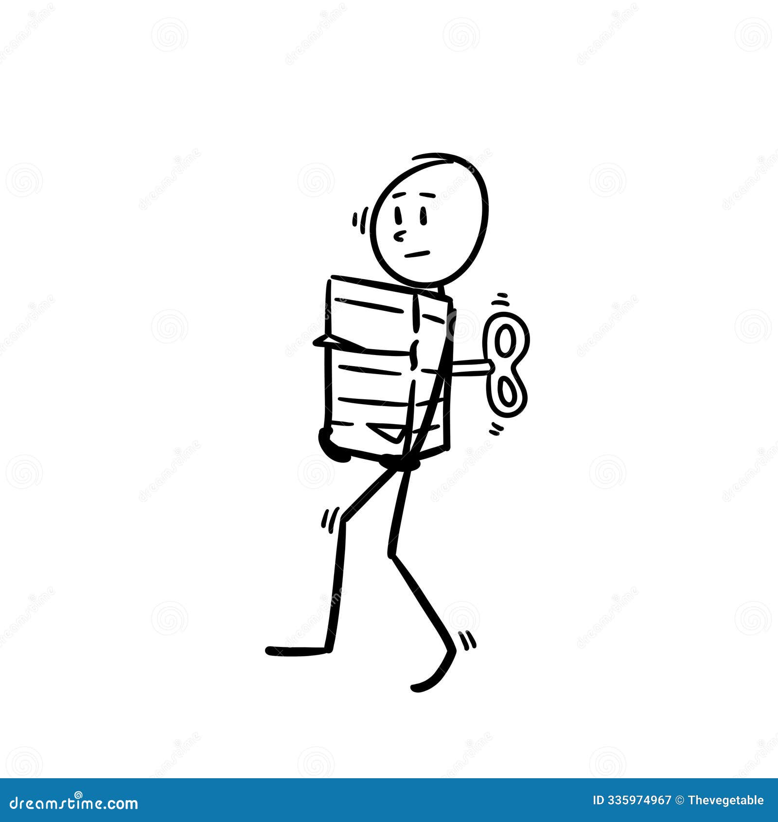 A Person Walking with a Stack of Papers in His Hand Stock Illustration ...