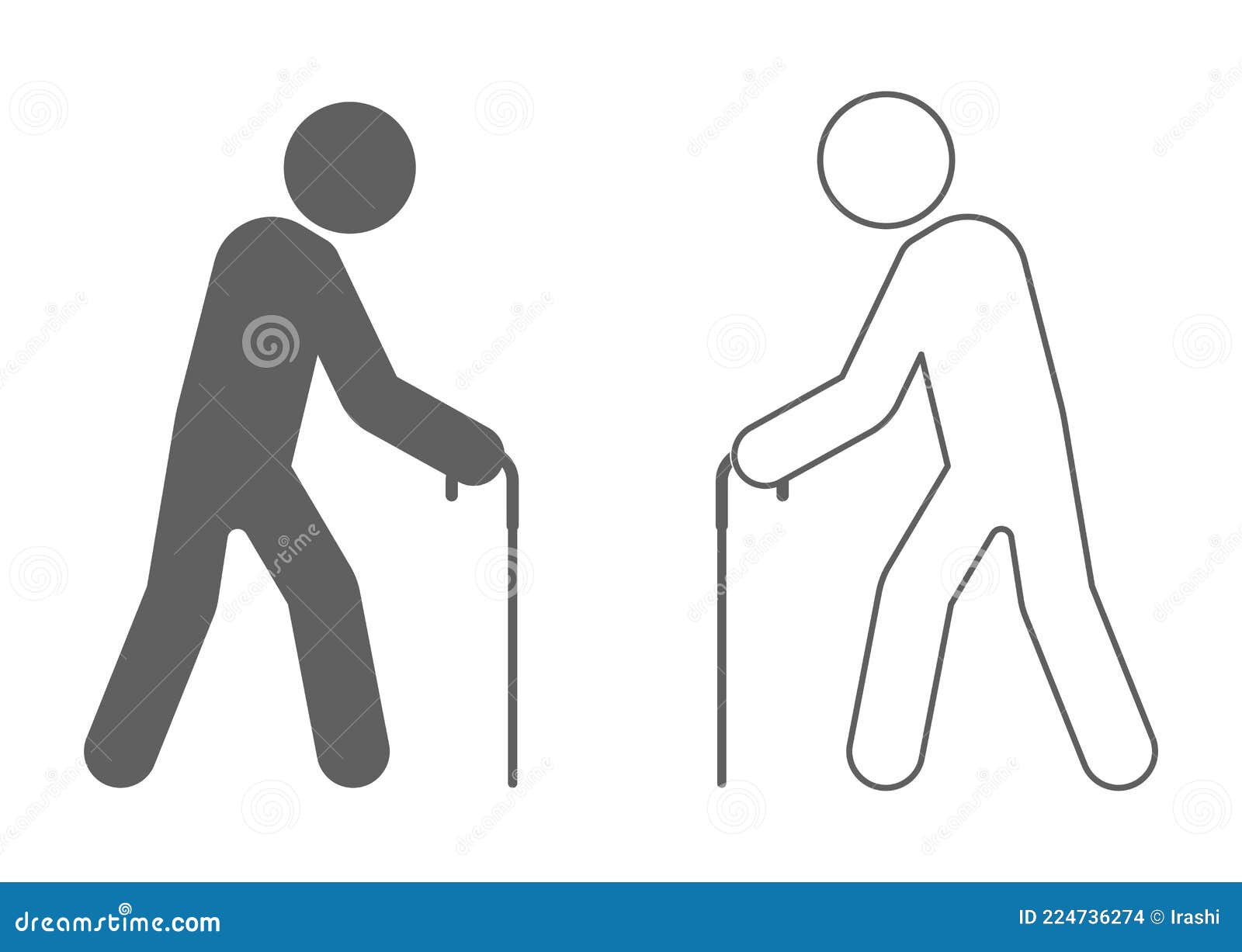 Person with walking stick stock vector. Illustration of isolated ...