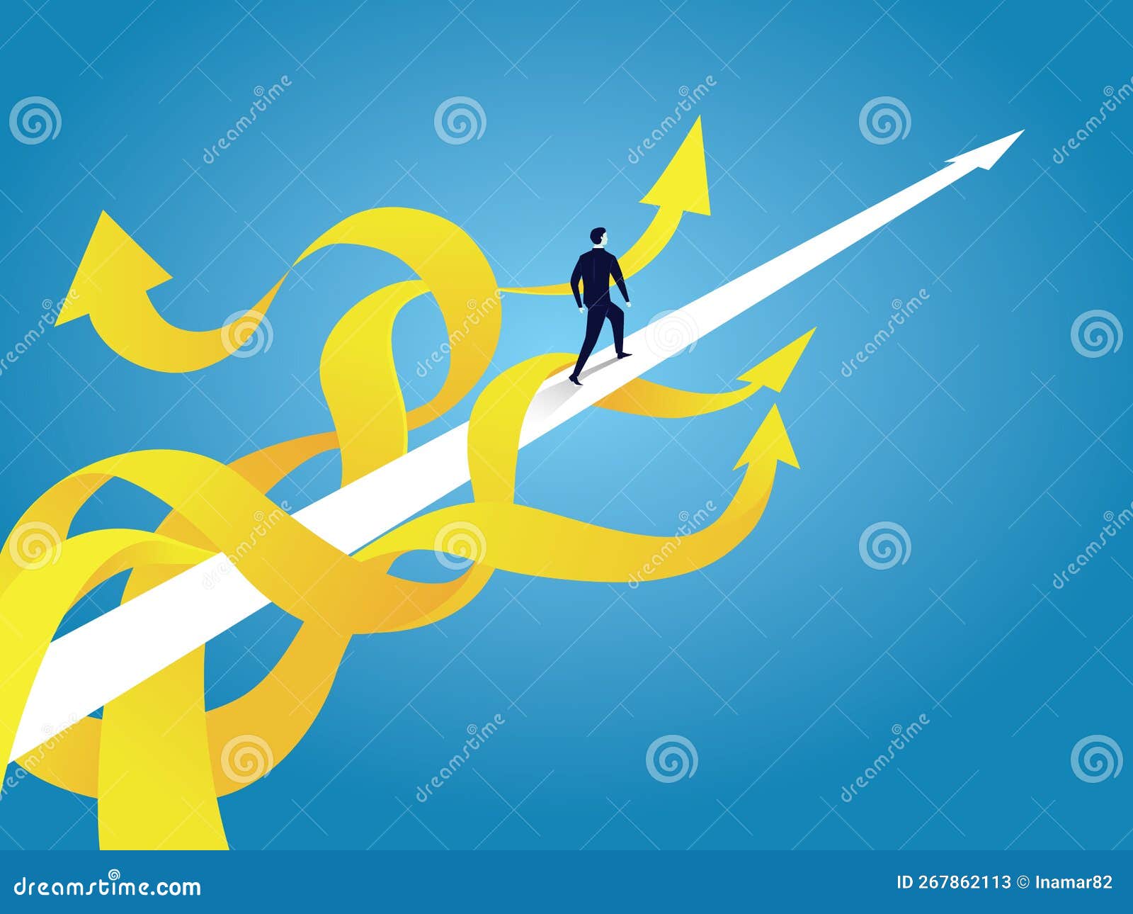 Straight Path To Success Choosing The Right Strategic Path With Yellow ...