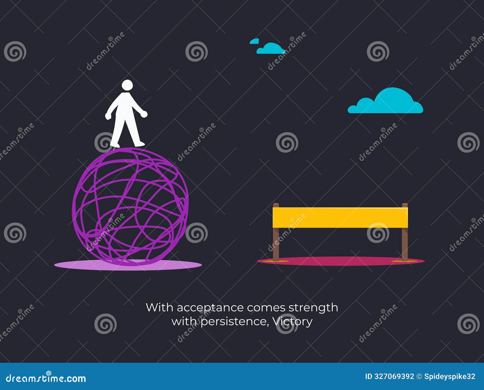 A Person is Walking on the Tangled Thread. Isolated Vector Illustration ...