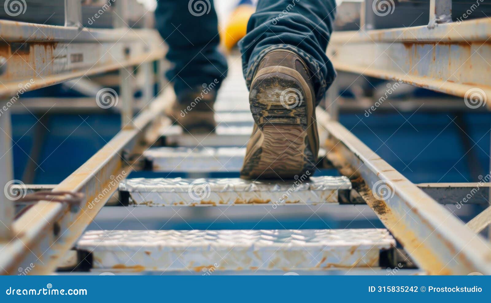 Person Walking Up Metal Platform Stock Photo - Image of structure ...