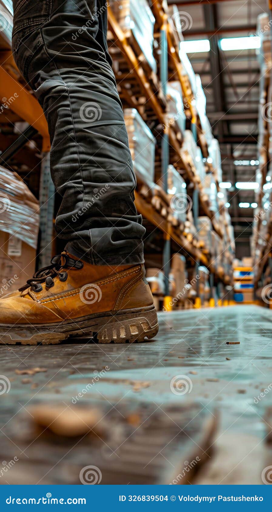 A Person Walking in a Warehouse with Boxes Stock Photo - Image of stand ...