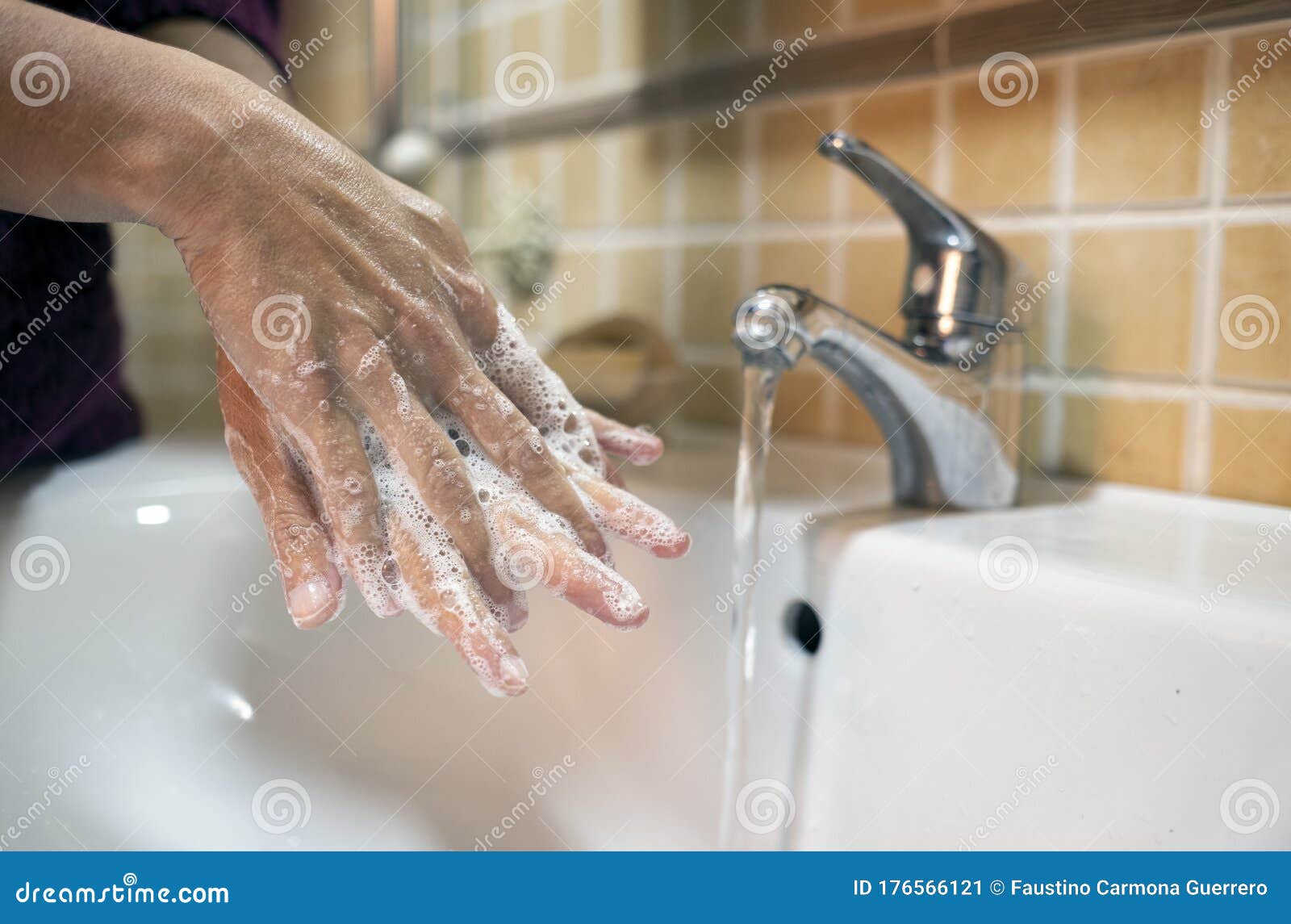 Person Washing Their Hands in the Bathroom Stock Image - Image of ...