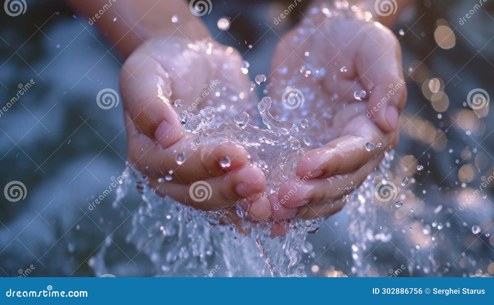 A Person is Washing Their Hands with Water from a Stream, AI Stock ...