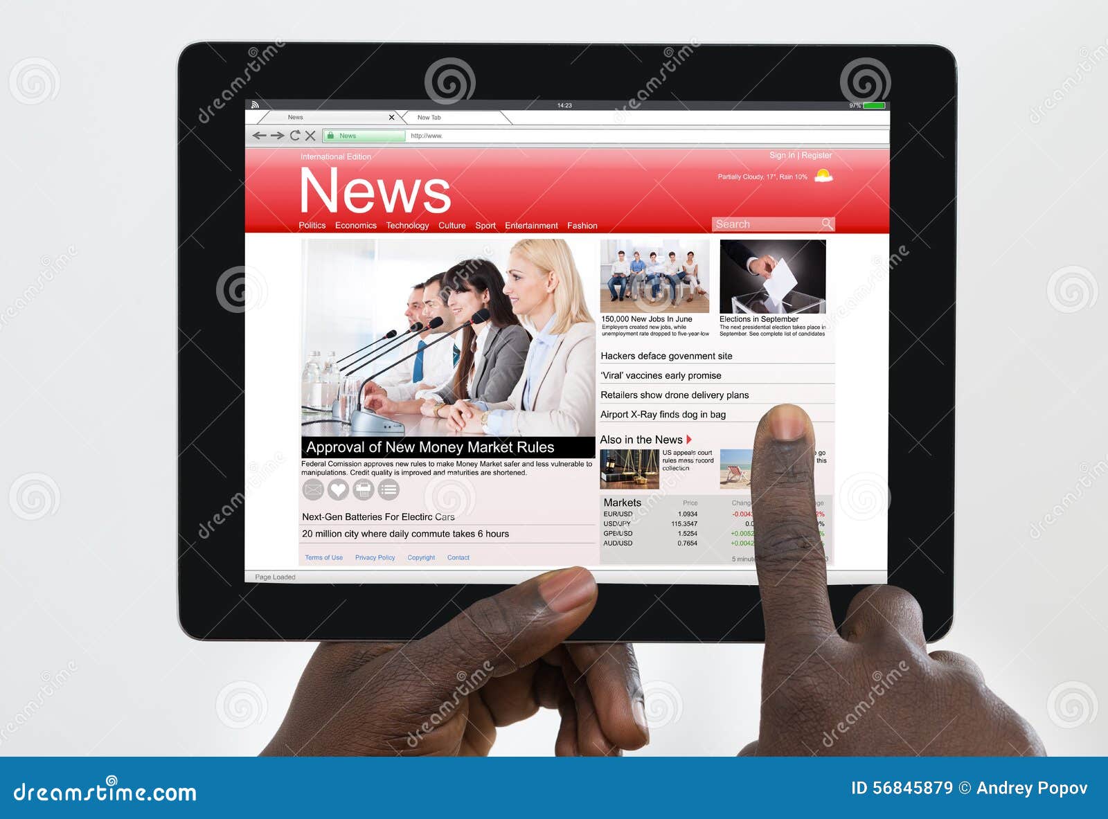 Person Watching News on Digital Tablet Stock Image - Image of people ...
