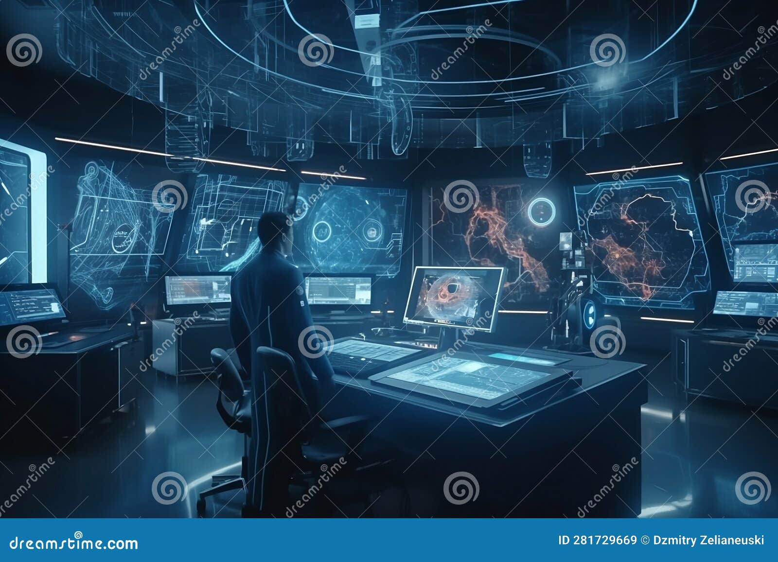 Person Watching Tv in a Lab. Generative AI. Stock Illustration ...