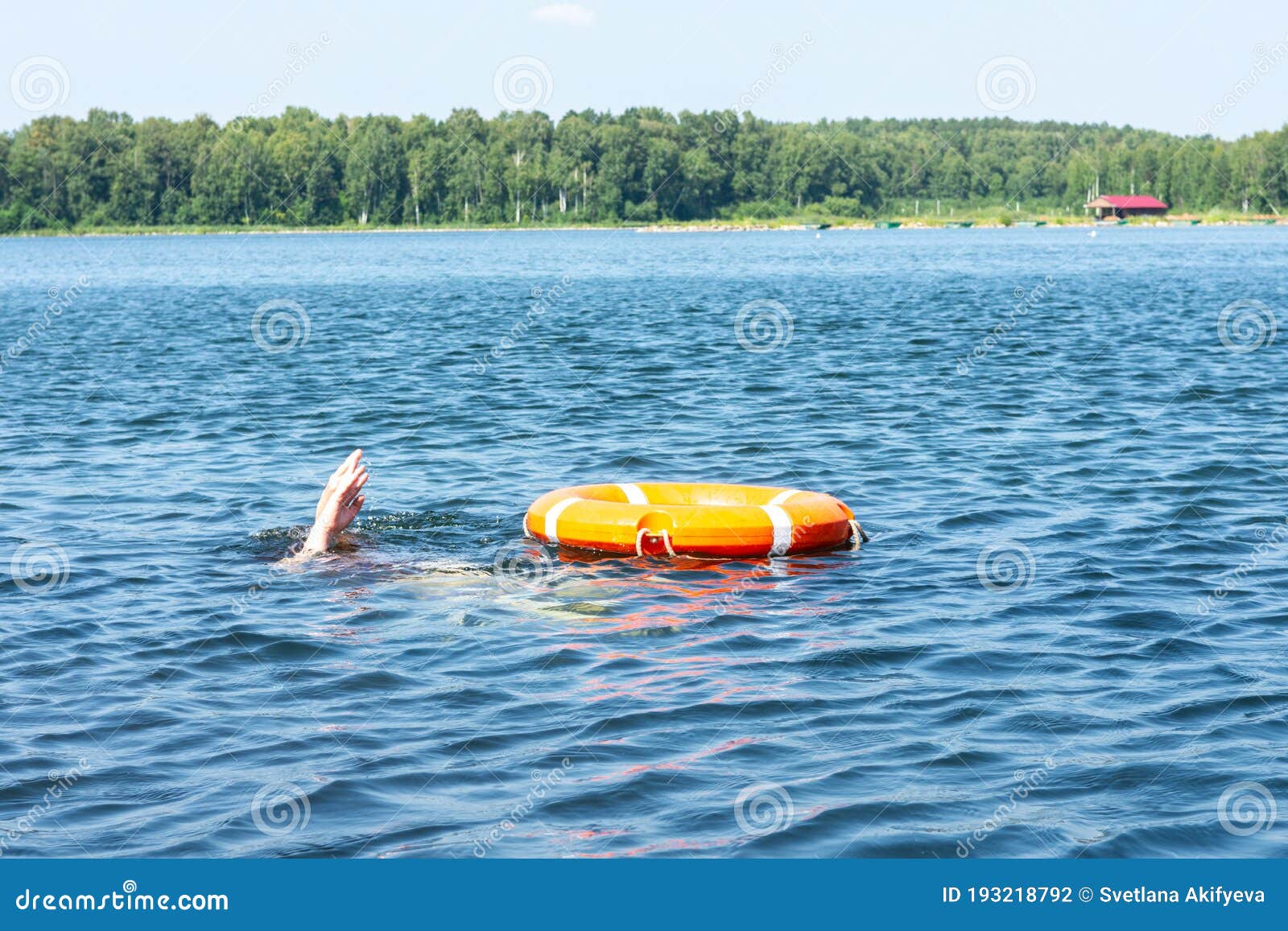 Saving The Drowning. Helping Hand Pulls To Sinking Man In Ocean Stock ...