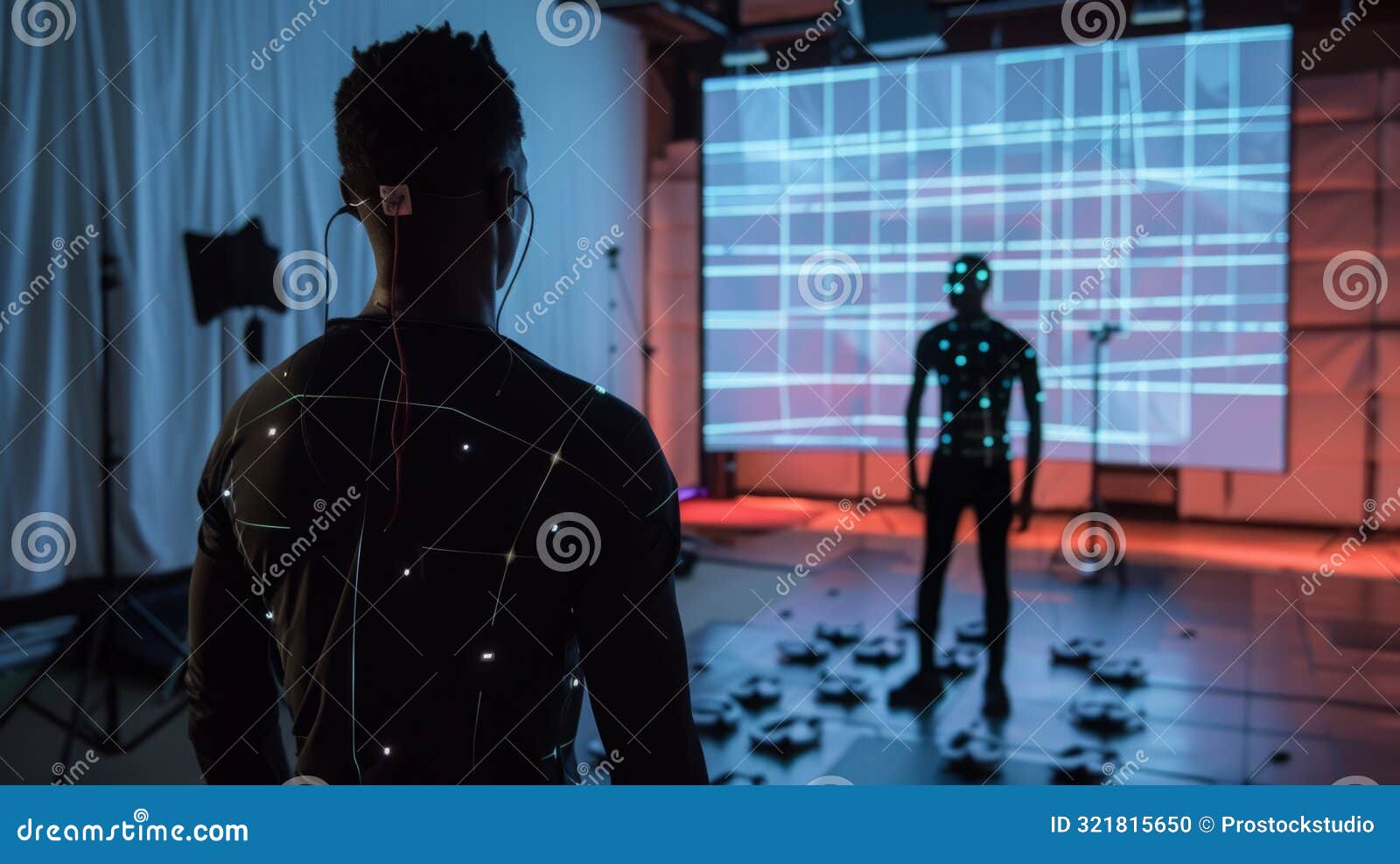 Motion Capture Studio with Person Wearing Motion Capture Suit Stock ...