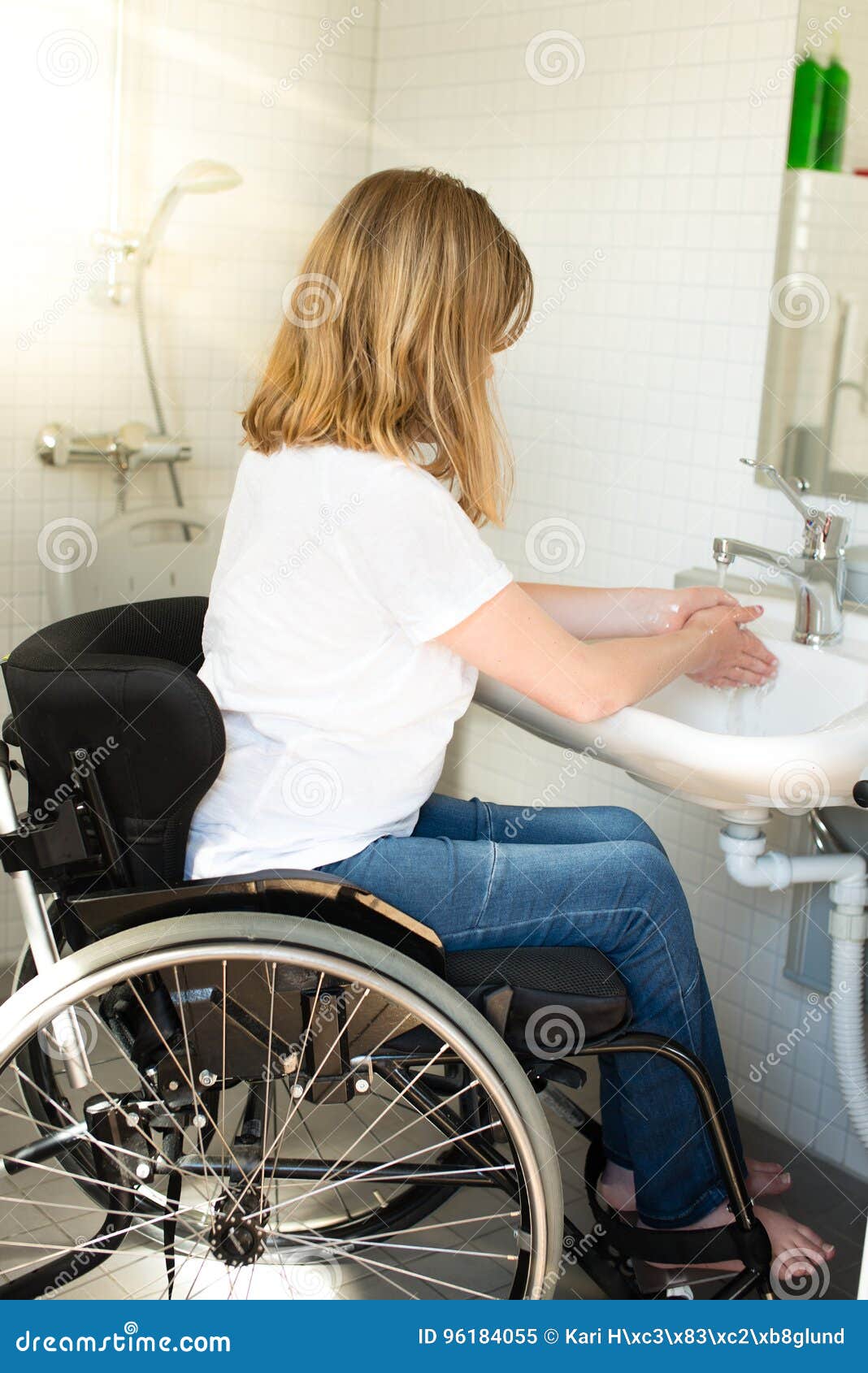 Person in a Wheelchair Washing Hands Stock Image - Image of access ...