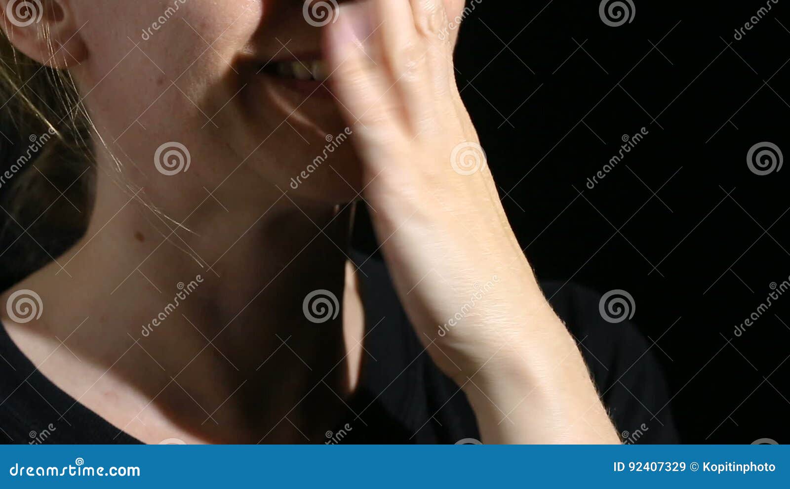 A Person Whisper into the Camera. Close-up of the Lips. Whisper on a ...