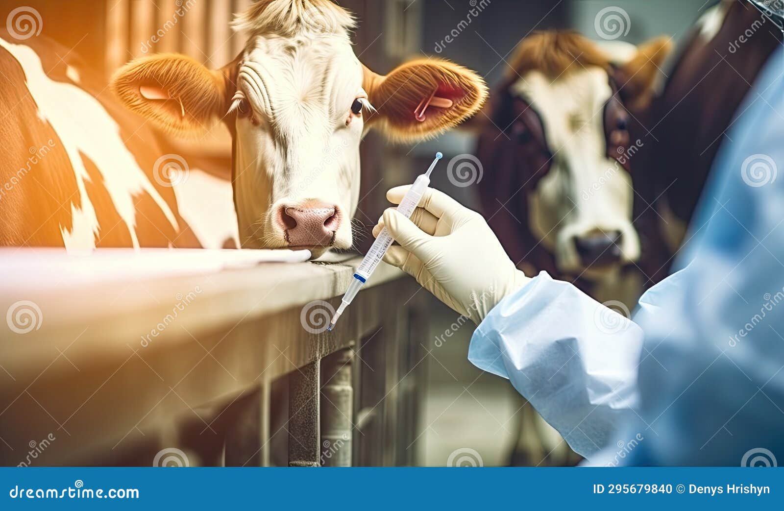 Person in White Coat Feeding a Cow with Care Stock Illustration ...